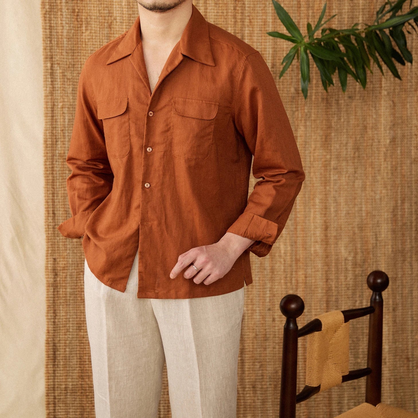 Lightweight Linen Shirt with Chest Pockets for Men – Harren Cole